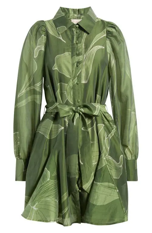 CIEBON Silvie Long Sleeve Tie Belt Shirtdress