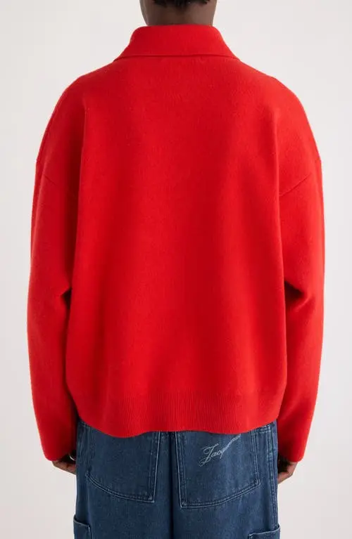 Jacquemus Merino Wool & Cashmere Polo Sweater - Red