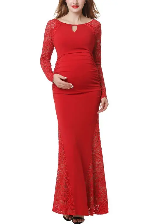KIMI + KAI Bella Maternity Maxi Dress - Red