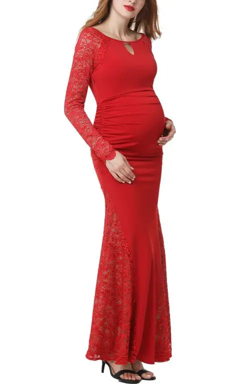 KIMI + KAI Bella Maternity Maxi Dress - Red