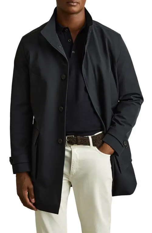 REISS Water-resistant Coat - Navy