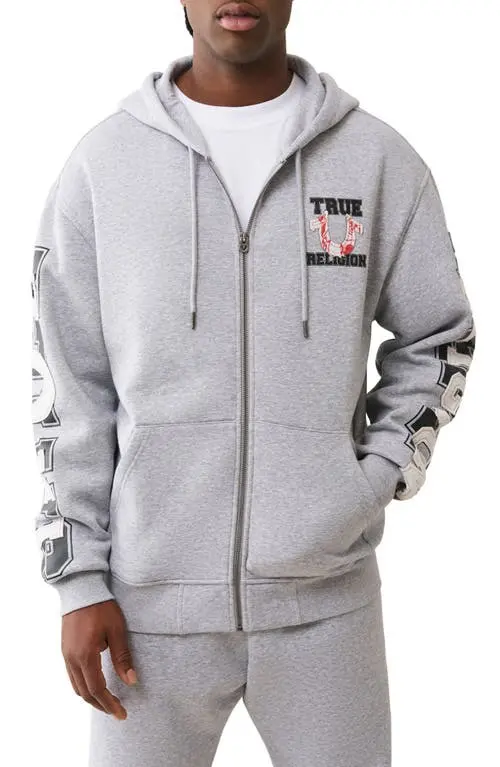 True Religion Horseshoe Patch Zip Hoodie - Heather Grey