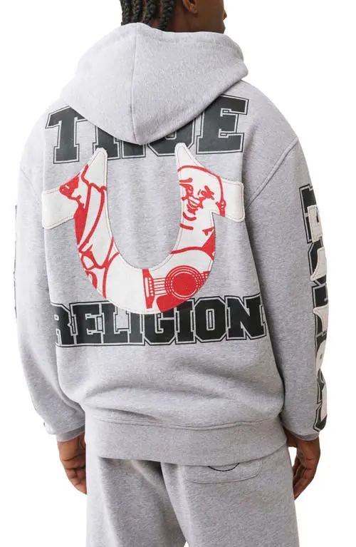 True Religion Horseshoe Patch Zip Hoodie - Heather Grey