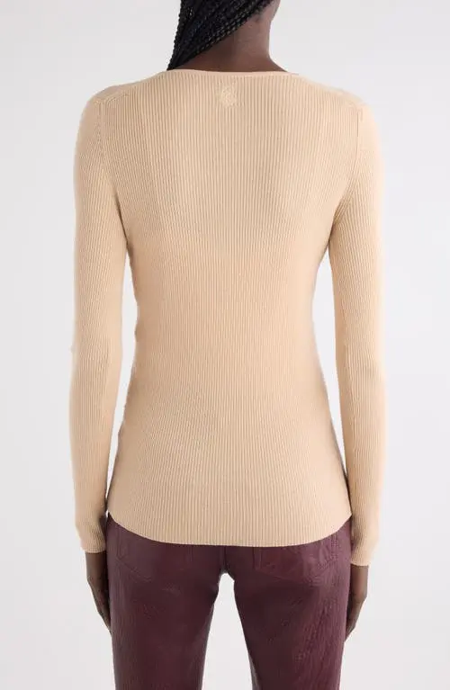 Chloé Fitted Wool Rib Henley Sweater