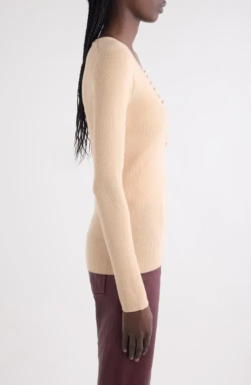 Chloé Fitted Wool Rib Henley Sweater