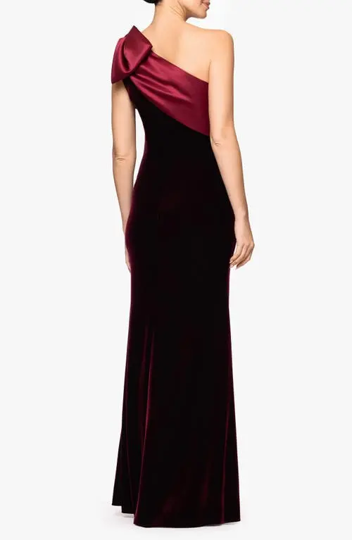 Betsy & Adam Bow One-shoulder Mikado Gown