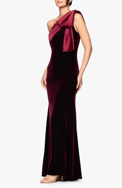 Betsy & Adam Bow One-shoulder Mikado Gown