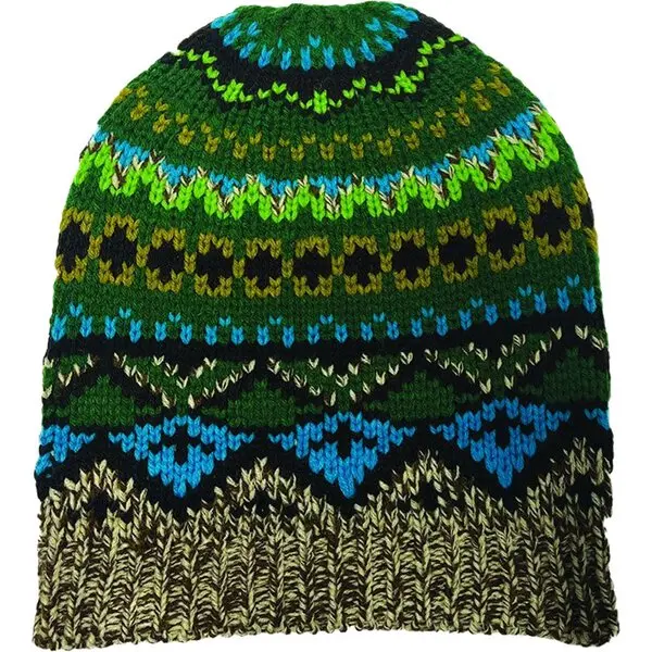 Anna Sui Fair Isle Patterned Beanie - Teal Multi