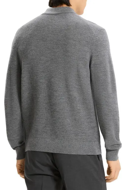 Theory Quarter Zip Cashmere Sweater - Dark Grey Melange