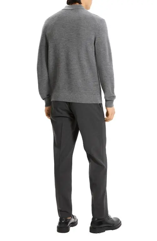Theory Quarter Zip Cashmere Sweater - Dark Grey Melange