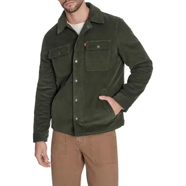 LEVI'S Corduroy Insulated Zip-up Jacket - Green