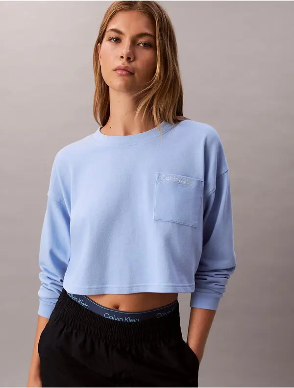 Calvin Klein Logo Cotton Jersey Cropped Tee - Frozen Fjord