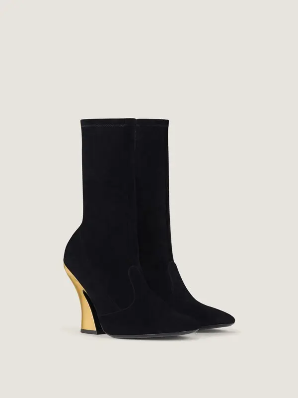 Givenchy Sculpted Suede Ankle Boots - Black/golden