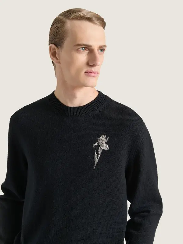 Givenchy Wool Knit Sweater With Crystal Embroidery