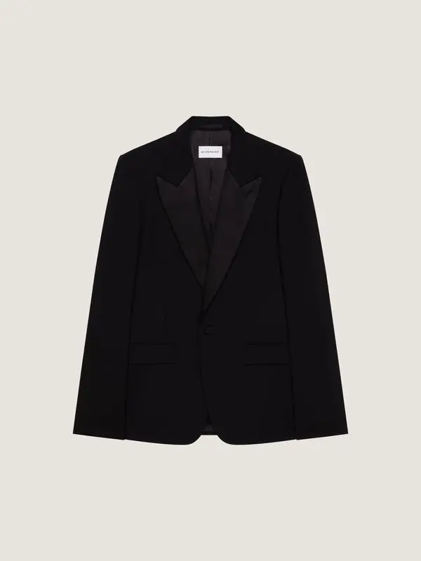 Givenchy Fitted Tuxedo Jacket In Wool Mohair - Black