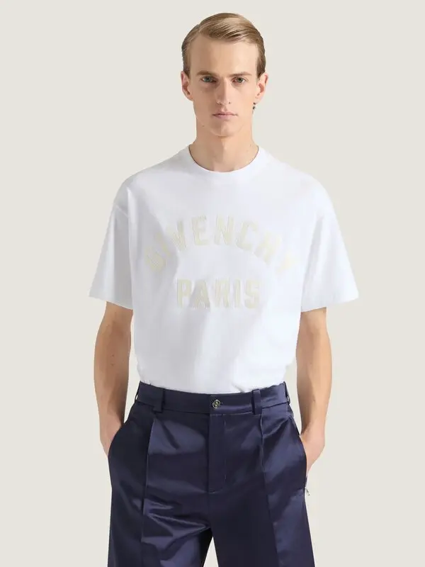 Givenchy T-shirt In Cotton With Paris Embroidery - White