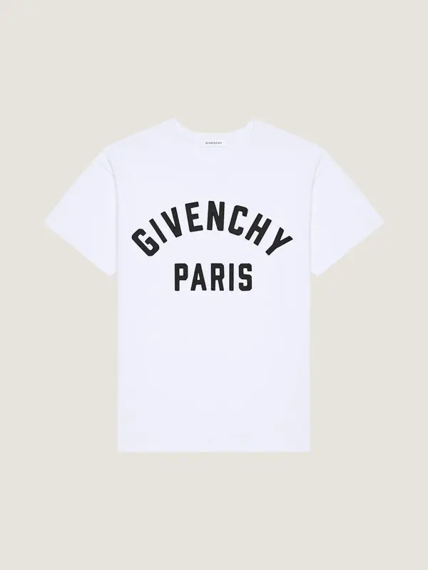 Givenchy T-shirt In Cotton With Paris Embroidery - White/black