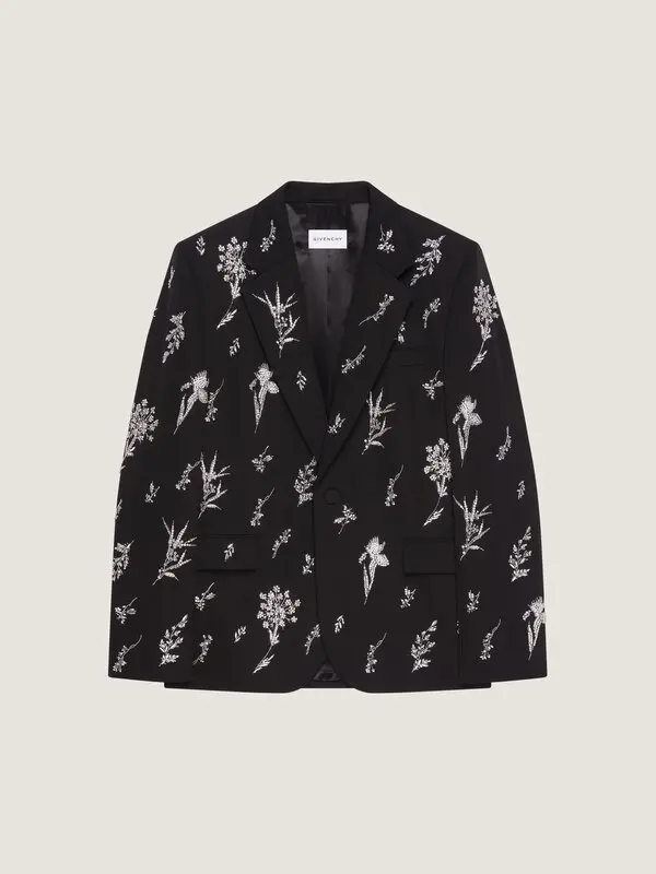 Givenchy Single Breasted Jacket In Crystal Embroidered Wool