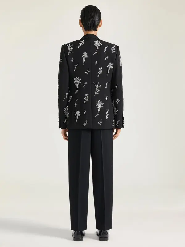 Givenchy Single Breasted Jacket In Crystal Embroidered Wool