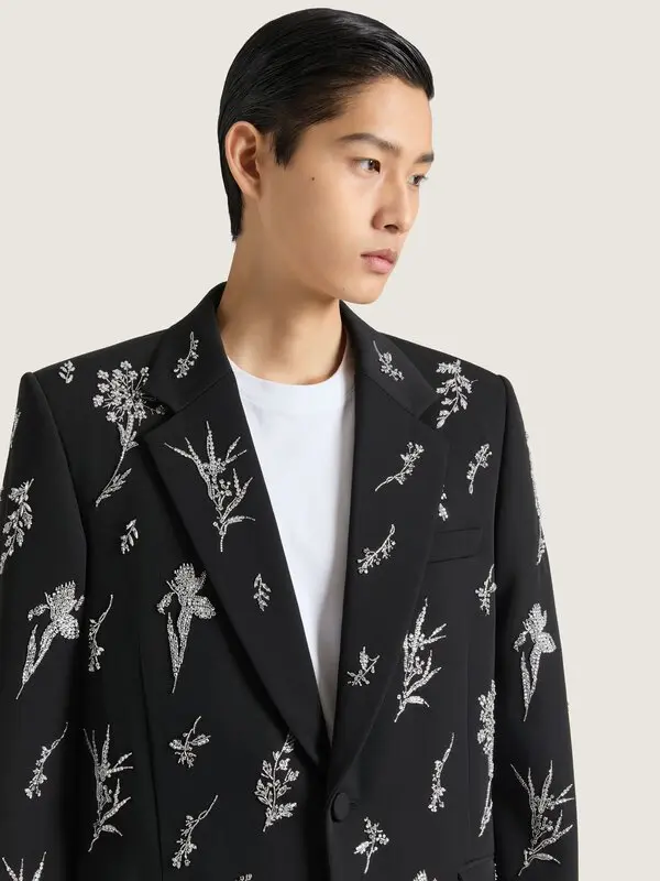Givenchy Single Breasted Jacket In Crystal Embroidered Wool