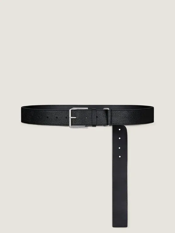 Givenchy Long Belt In Grained Leather - Black