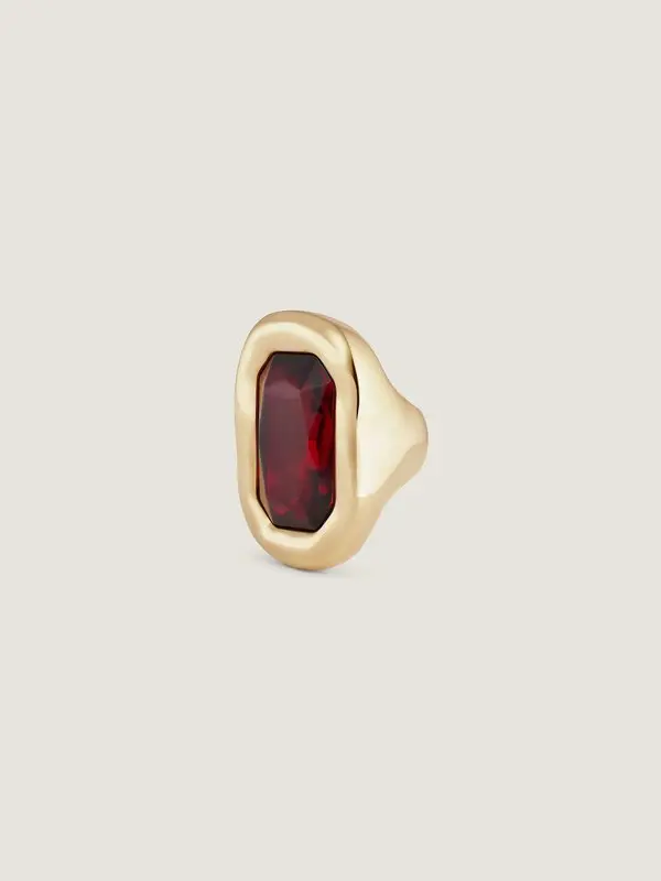Givenchy Sculptural Crystal Ring - Golden/red