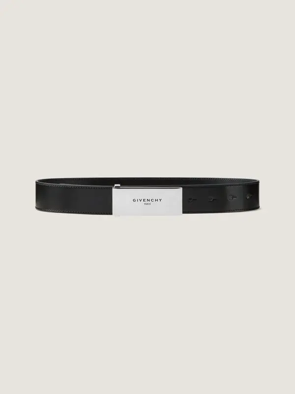 Givenchy Label Belt In Box Leather - Black