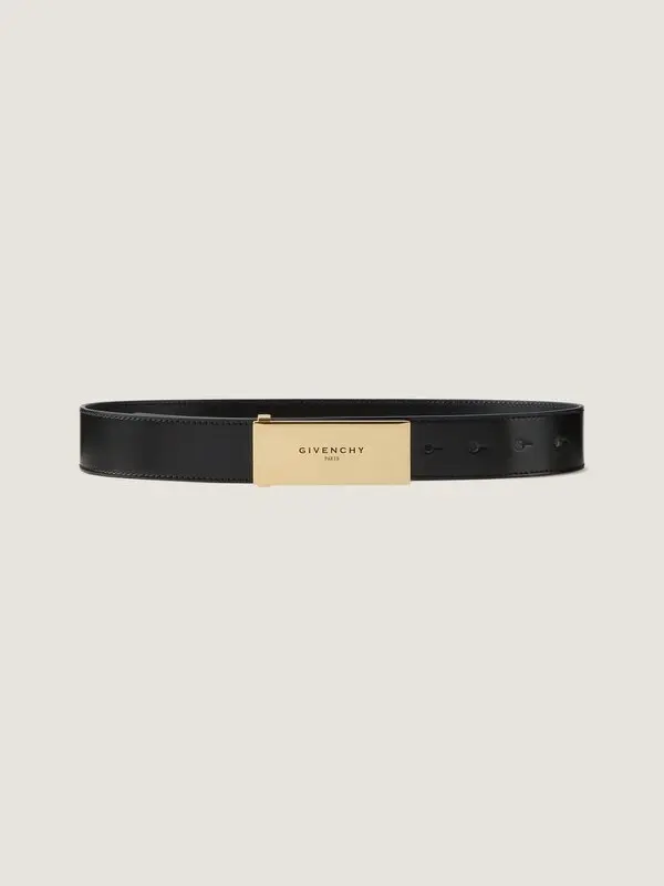Givenchy Label Belt In Box Leather - Black