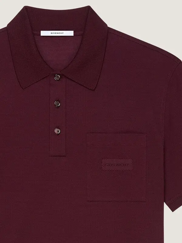 Givenchy Polo In Cotton With Patch - Burgundy