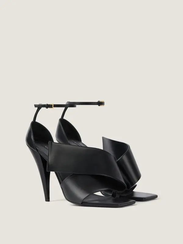 Givenchy Sliced Square Heeled Leather Sandals - Black