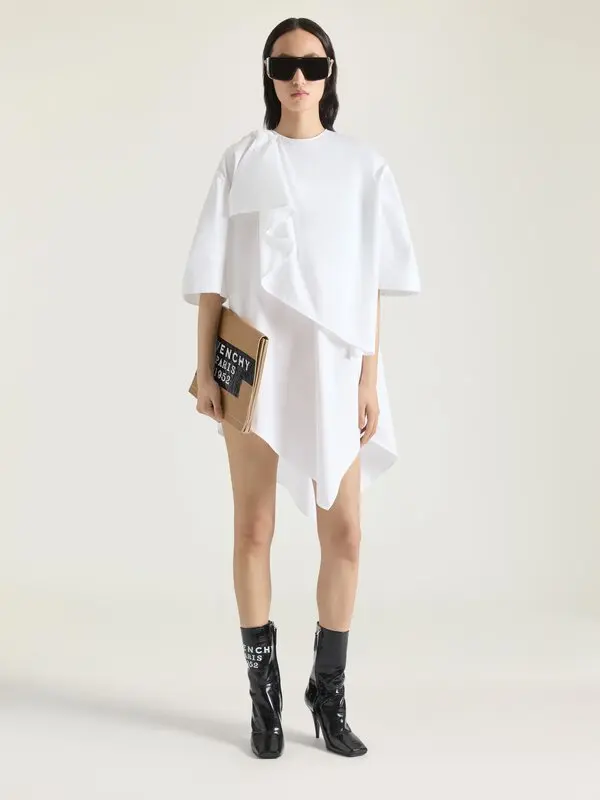 mini black birthday dress Asymmetrical Flared Dress in Wool Double-Face seashell / 12