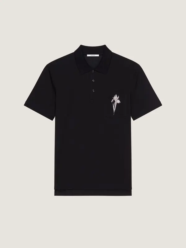 Givenchy Polo In Cotton With Crystal Embroidery
