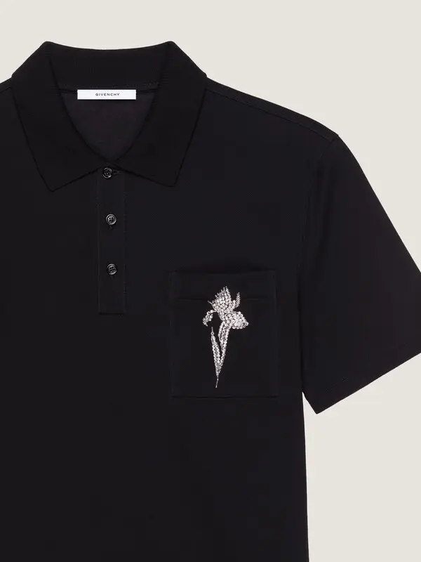 Givenchy Polo In Cotton With Crystal Embroidery