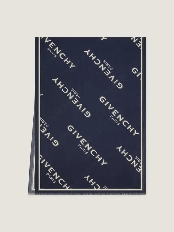 Givenchy Shadow Stole In Wool And Silk - Navy