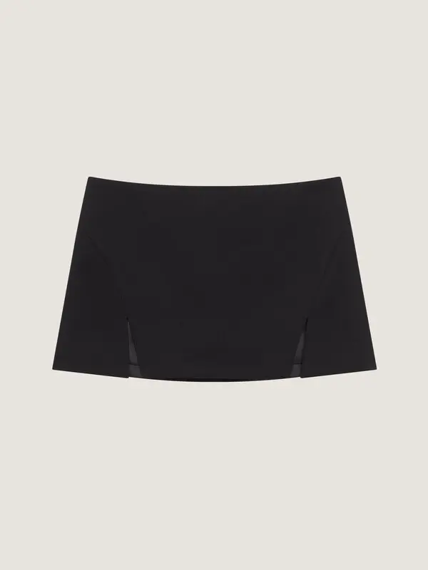 Givenchy Sliced Mini Skirt In Grain De Poudre Wool - Black