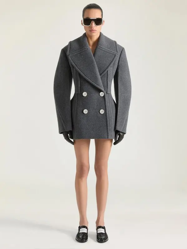 Givenchy Cocoon Pea Coat In Wool Melange