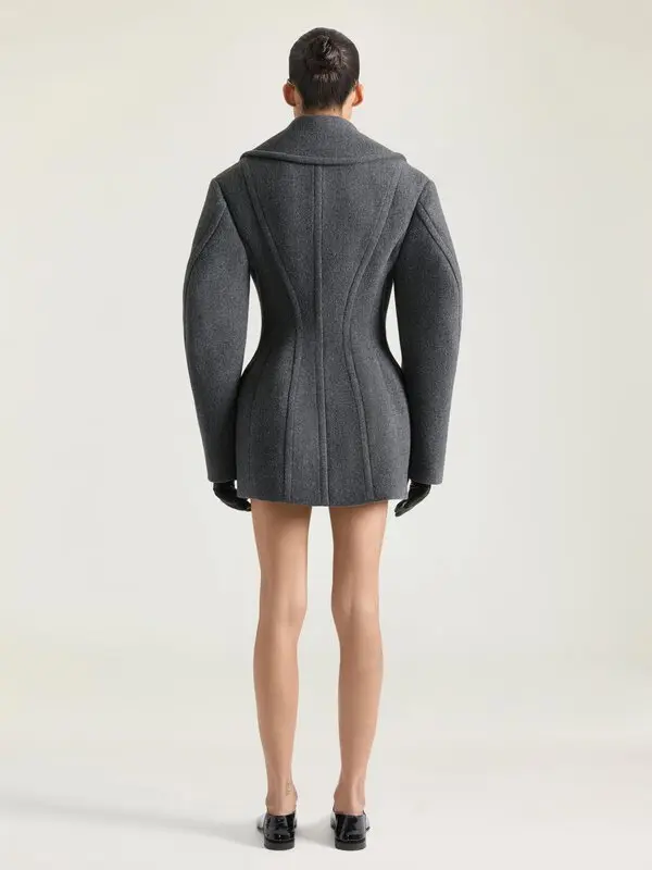 Givenchy Cocoon Pea Coat In Wool Melange
