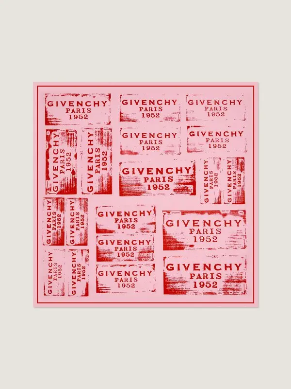 Givenchy Stamp Square In Silk - Pink/red