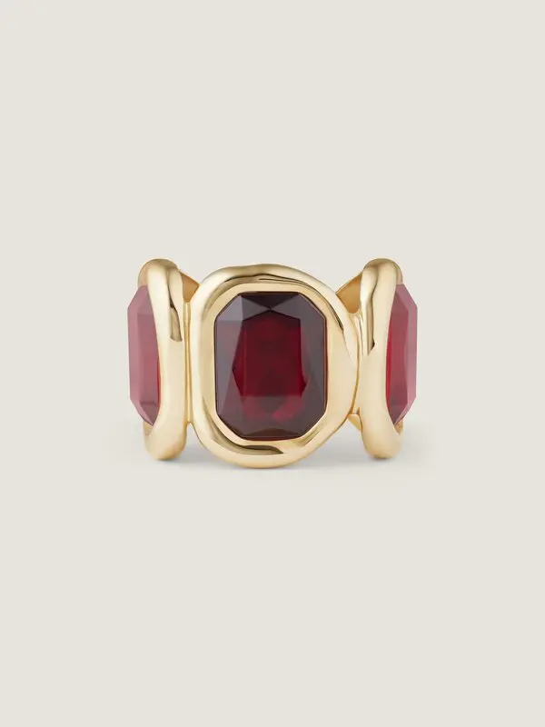 Givenchy Sculptural Crystal Cuff - Golden/red