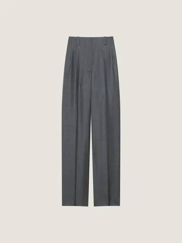 Givenchy Double Pleat Wool Pants - Grey Mix