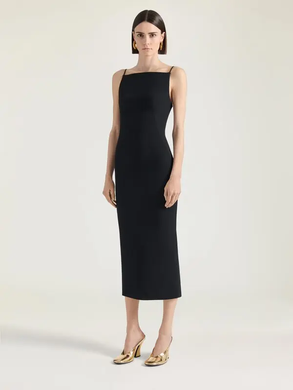 Givenchy Sliced Midi Dress In Cady - Black