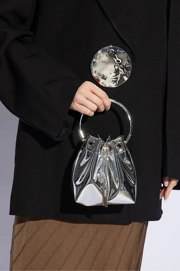 JIMMY CHOO Bon Bon Bucket Shoulder Bag - Silver