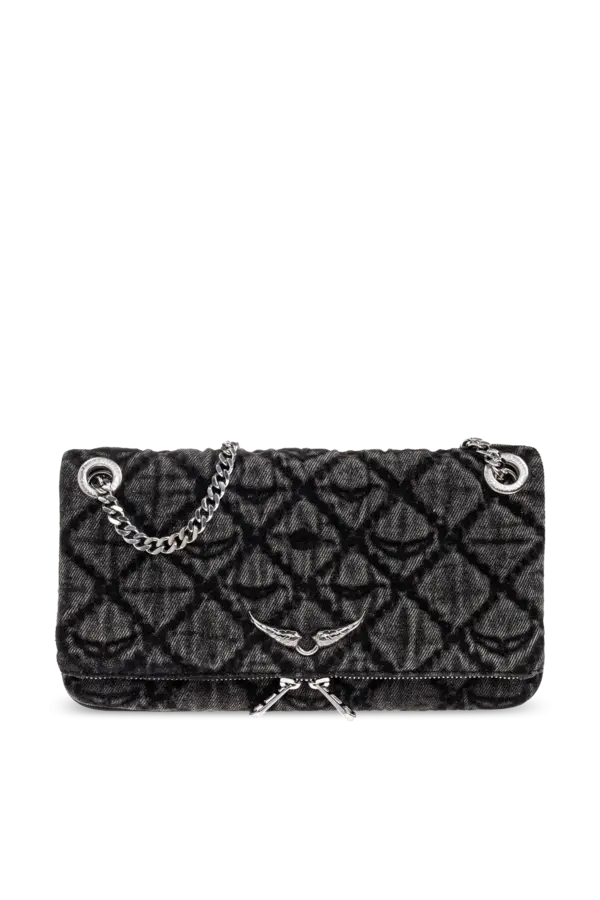 Zadig&Voltaire Denim Shoulder Bag With Logo - Grey