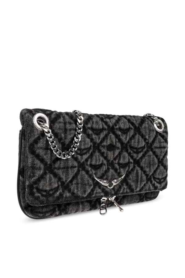 Zadig&Voltaire Denim Shoulder Bag With Logo - Grey