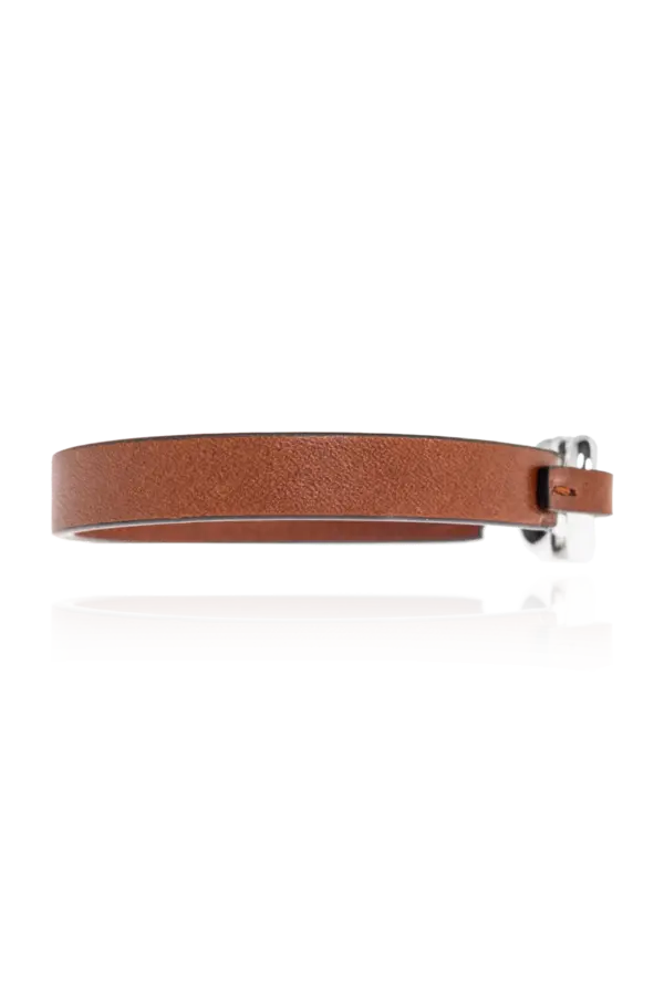 FERRAGAMO Leather Bracelet With Infinity Clasp - Brown