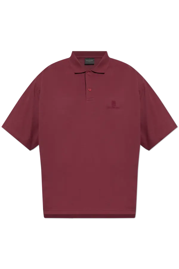 Balenciaga Polo With Embroidered Logo - Burgundy