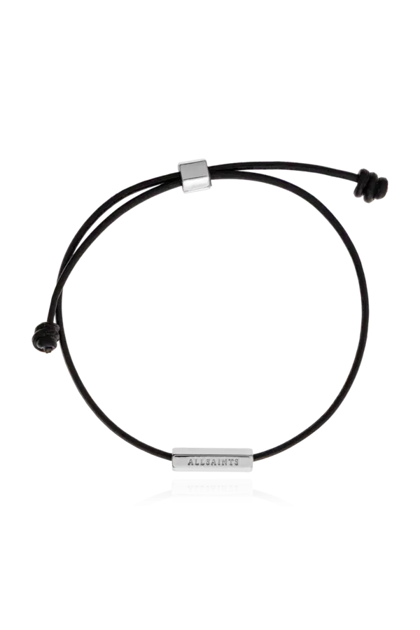 ALLSAINTS Leather Bracelet With Logo Detailing - Black