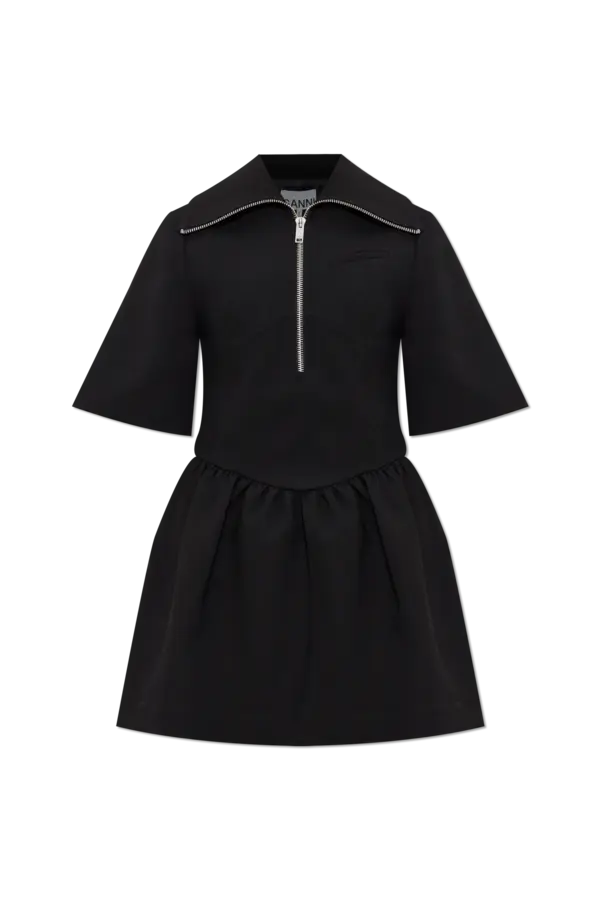 GANNI Collared Dress With Zipper Detail