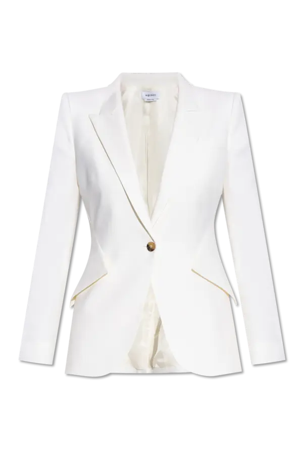 Alexander McQueen Wool Blazer With Laced Back - Cream