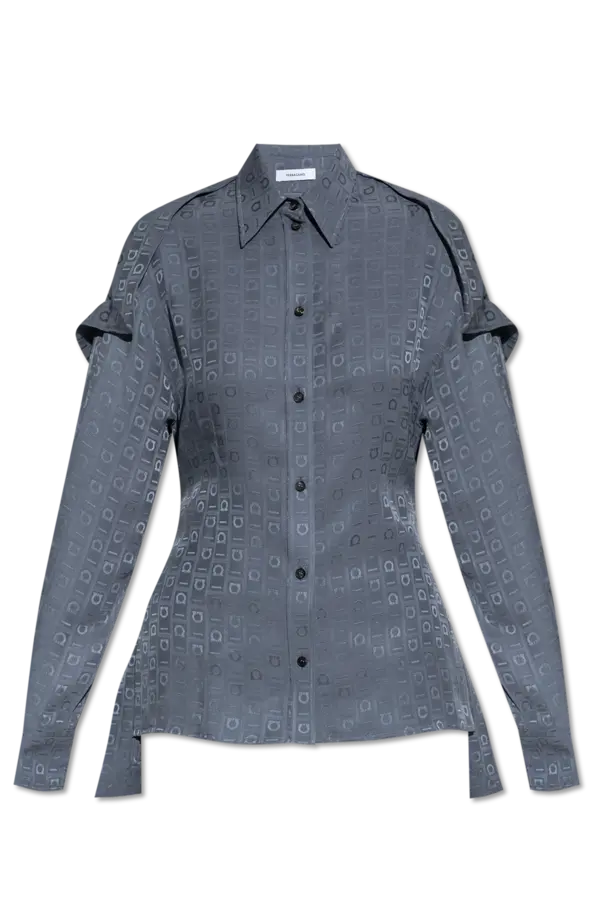 FERRAGAMO Loose-fit Monogram Shirt - Grey